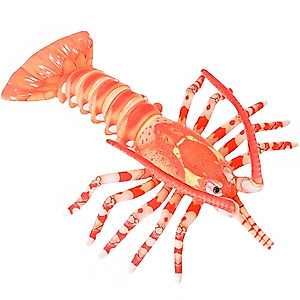 ELAINREN Lifelike Red Australian Lobster Stuffed Toy Realistic Marine Lobster Crab Plush Pillow Soft Simulation Sea Lobster Plushie Ocean Doll Gifts/23.6''