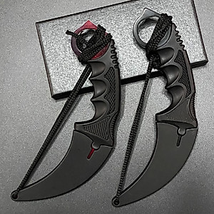Karambit Knife Trainer Stainless Steel Practice Karambit Knife Fixed Blade Training Karambit Knife with Sheath and Cord Suitable for Hiking, Adventure, Survival and Collection 2 Pieces(Black Red)