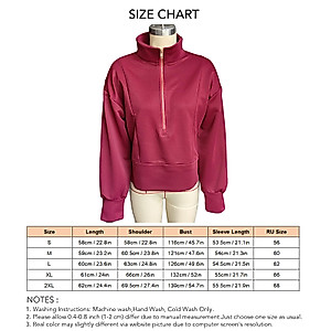 ANGGREK Women's Half Zip Sweatshirts Long Sleeve Cropped Pullover Hoodies Casual Y2K Winter Clothes,Wine Red,Large