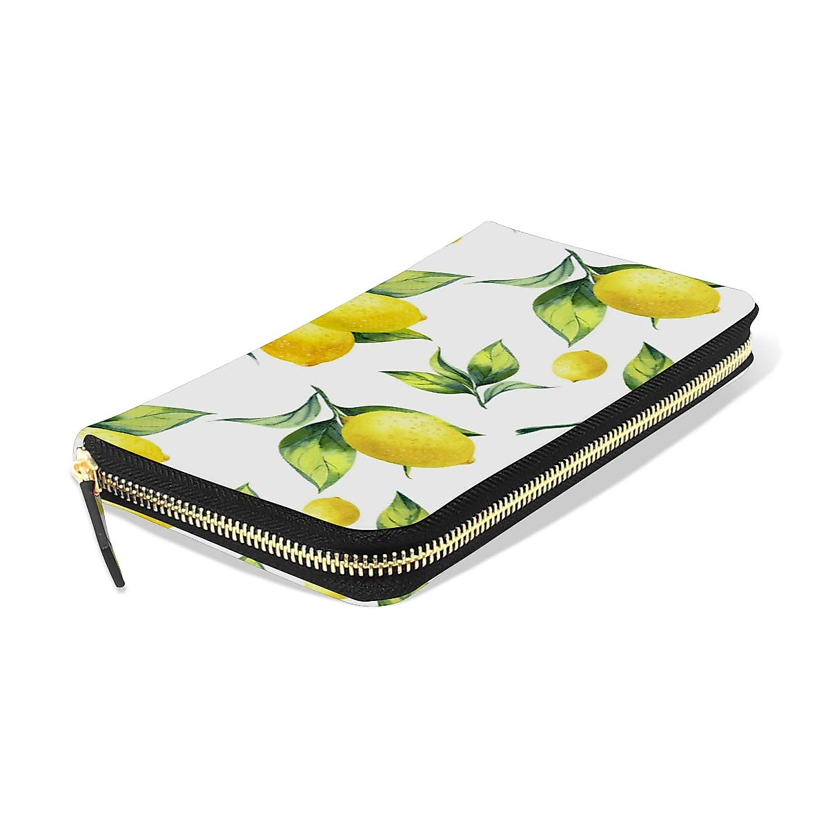 AGONA Womens Wallet Summer Yellow Lemon Wallet for Women Long Wallet PU Leather Zip Around Phone Clutch Handbag Card Holder Purse Girls Men