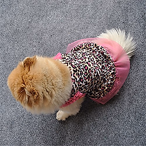 HonpraD Shirts Summer Apparel Small Puppy Pet Leopard Dress Cat Cute Clothes Pet Clothes Dog Service Vest with Name Embroide