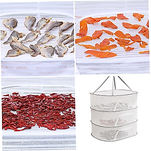 QmjdDymx Herb Drying Rack Herb Drying Rack 3 Layer Hanging Mesh Drying Net Collapsible Drying Rack with Zipper Opening for Plants, Buds, Fruits, Flowers, Vegetables, Cloth Dryer Rack