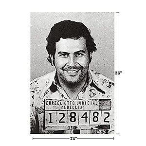 Pablo Escobar Mugshot El Patron Kingpin Medellin Colombia Poster de Pablo Escobar Portrait Photo Cartel Famous Narco Decor Wanted Arrest Mug Shot Escovar Cool Wall Decor Art Print Poster 24x36