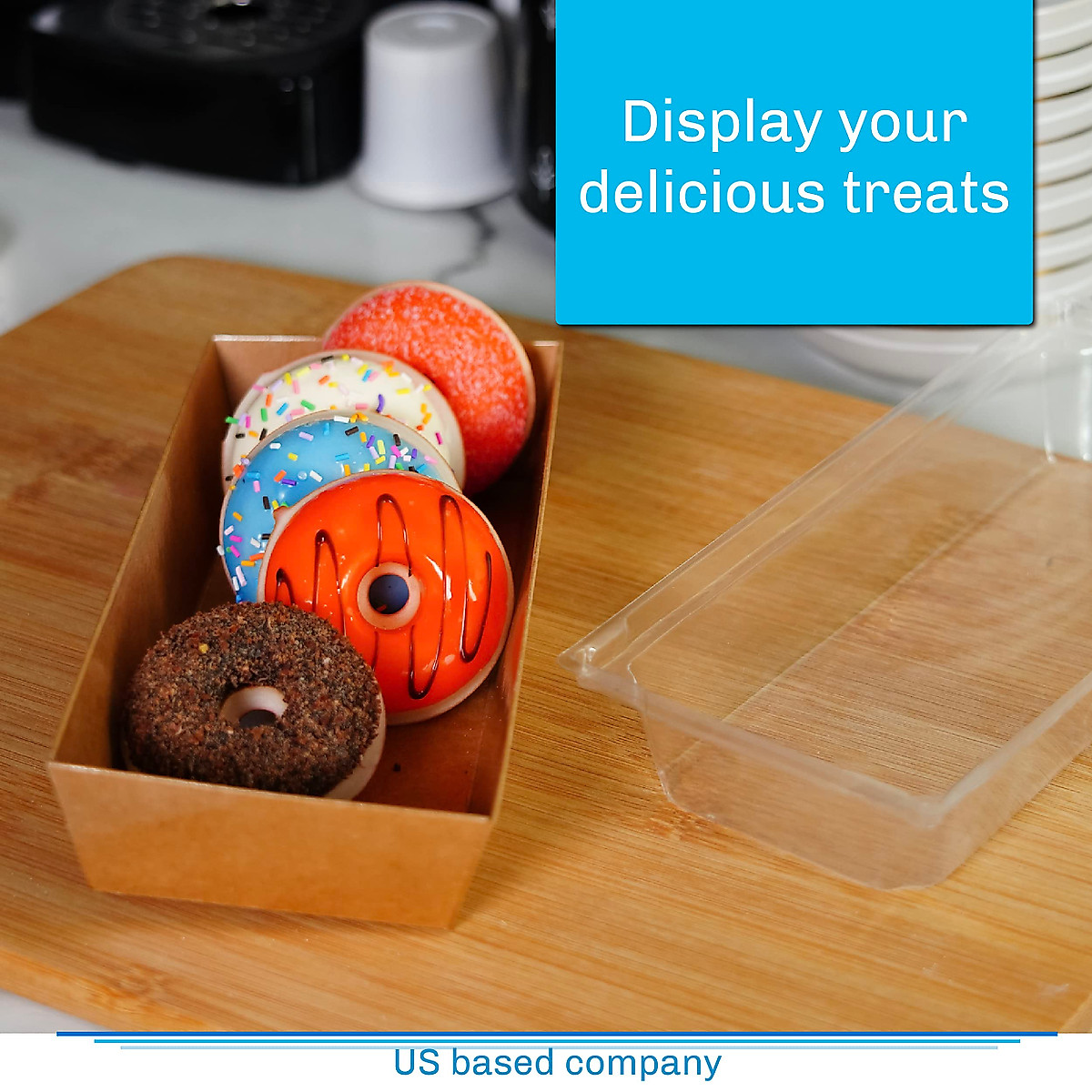 Lot45 Sandwich Paper Craft Box with Lid - 30pk 7.5in Long Sushi To Go Boxes Disposable Food Containers with Lids