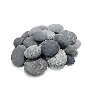 AA Plus Shop 50 Lb. Premium Black Grey Mexican Beach Pebbles 3-5 inches, Decor, Garden, Landscape, Pathways, Backyard, Rock Pebble