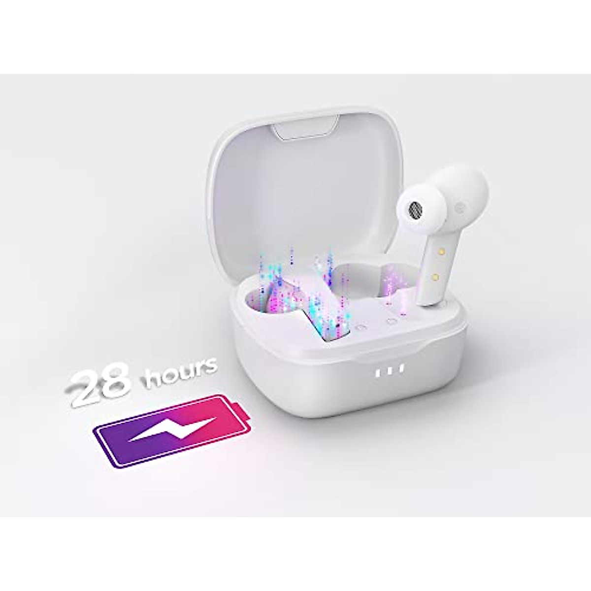 Lenovo Smart True Wireless Earbuds - Smart Switch Fast Pair - Active Noise Cancelling Earphones with Wireless Charging Case - 28 Hrs Playtime Headphones - 6 Built-in Mics - Bluetooth - White