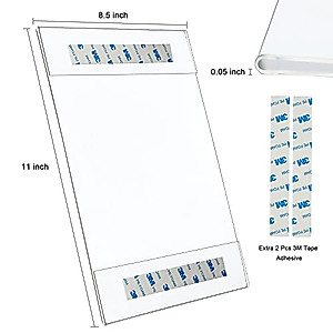 Acrylic Sign Holder 8.5 x 11, Clear Acrylic Sign Holder with 3M Tape, No Drilling Acrylic Wall Frame for Office, Home, Store, Restaurant(3 Pack)