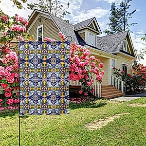 Mexican Talavera Tile Pattern Garden Flag - Vibrant Double Sided Garden Flag - Yard Decorating Flag Garden Flag Decoration - Outdoor Flag Decorator'S Favorite