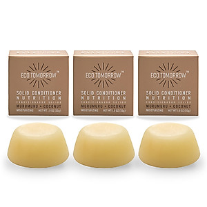 Ecotomorrow Solid Conditioner Bar - Nourishing & Moisturizing with Murumuru Butter & Coconut Oil - Plastic Free All Natural Hair Product, Plant-Based, Vegan, Waterless - 1.9 oz (Pack of 3)