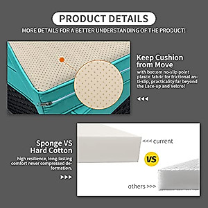 Rattaner Patio Furniture Outdoor Ottomans for Patio 2 Pcs Patio Ottoman Set Outdoor Furniture Outdoor Foot Rest for Patio Anti-Slip Cushions and Waterproof Cover, Turquoise