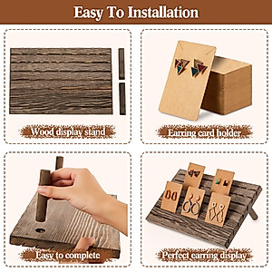 31 Pack Wooden Earring Display Stands Earring Display Holder Earring Jewelry Display with Earring Cardboard for Selling Earring Jewelry Organizer Displaying Photos Business Card (Brown, Light Brown)