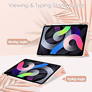 Tablet PC Case Slim Case Compatible with iPad Air 4 Case 10.9 Inch 2020 Tablet Case Cover-Compatible with iPad 11 inch 2018 with Pencil Holder,Auto Wake/Sleep Trifold Stand Smart Case with Clear Trans