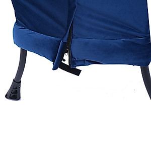 JOMOL Living Room Chairs Modern Cotton Fabric Lazy Chair, Accent Contemporary Lounge Chair, Single Steel Frame Leisure Sofa Chair with Armrests and A Side Pocket (Blue)