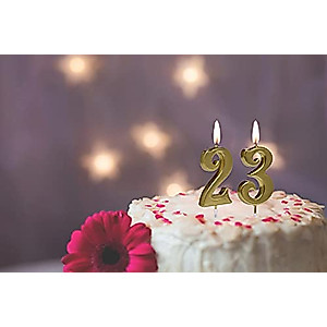 Bailym Gold 23rd Birthday Candles, Number 23 Cake Topper for Birthday Decorations