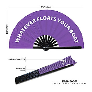 Whatever Floats Your Boat hand fan foldable bamboo circuit hand fan funny gag slang words expressions statement gifts Festival accessories Rave handheld Circuit event fan Clack fans (Purple)