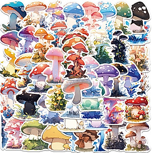 Colorful Ins Style Mushroom Stickers 50 Pack Waterproof Decals for Scrapbooking Journaling Laptop Phone Case Water Bottle Home Decor (Mushroom)