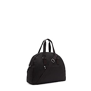Kipling Women's Eugina Satchel, Handmade, Removable Shoulder Strap, Outer Pockets, Nylon Duffle Bag, Black Tonal