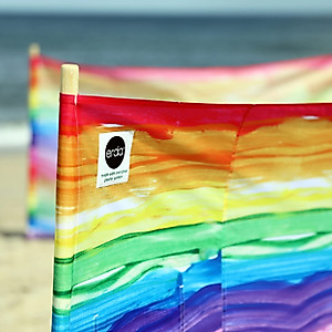 erda Watercolor Rainbow Pro Beach Recycled Polyester Rip-Stop 20 ft Lightweight Windscreen, Privacy Screen, Wind Blocker, Free Matching Shoulder Bag