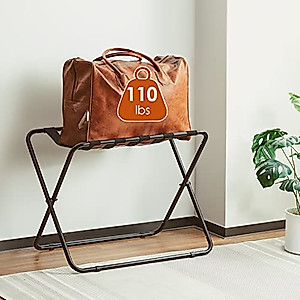 ELYKEN Luggage Rack for Guest Room 2 Pack, Folding Suitcase Stand, Heavy Duty 110LBS Load Bearing Easily Assemble Luggage Holder, Black