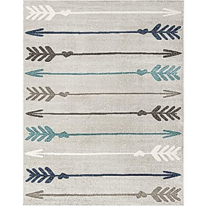 Unique Loom Autumn Collection Area Rug - Arrow (7' 10" x 10' Rectangle, Light Gray/ Black)