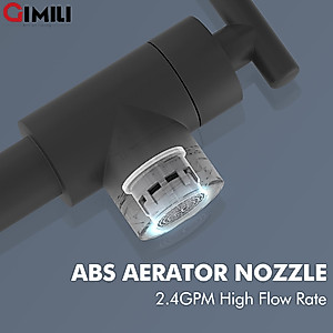 GIMILI Pot Filler Faucet Matte Black Commercial Wall Mount Faucet Pot Filler Black Folding Faucet Stretchable Double Joint Swing Arm Pot Filler Copper Rotatable Wall Faucet