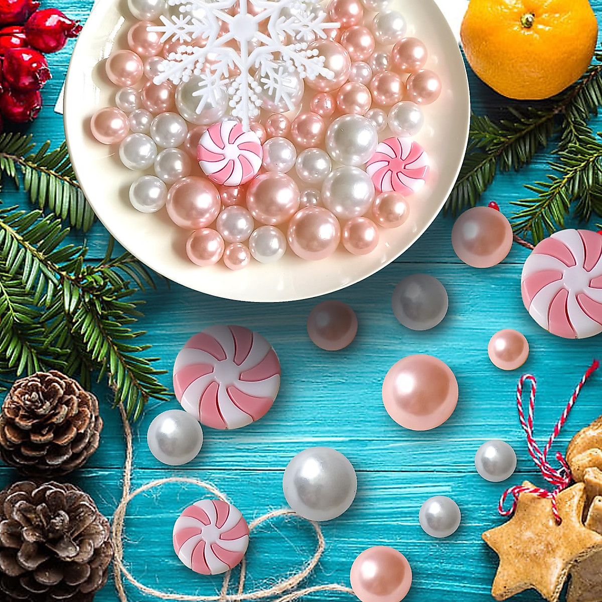 GLBYUNN Pink Pearls Vase Filler Beads Clear Water Gel Floating Pearls for Vase Filler Table Centerpieces Valentine's Day Party Decoration (White, Pink)