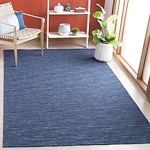 SAFAVIEH Kilim Collection Accent Rug - 3' x 5', Navy & Blue, Handmade Casual Solid Wool, Ideal for High Traffic Areas in Entryway, Living Room, Bedroom (KLM850N)