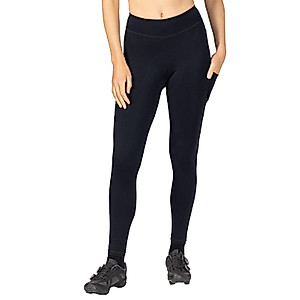 Terry Cycling Bike Pants For Women With Padding, Wayfarer Tight 27.5" High Waisted Padded Leggings For Women With Pockets - Onyx, Small