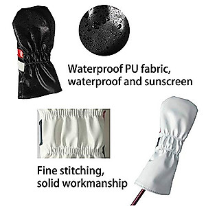 Yajun 3Pcs/Set Golf Club Head Covers Woods Driver 3 5 Wood Fairway PU Headcovers Men Women with Number Tag,White