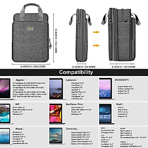ZINZ Slim & Expandable Case 12.9 13 inch Travel Laptop Shoulder Bag for MacBook Air 13" M3/M2/M1, MacBook Pro 13" M2/M1, iPad Pro 12.9"/13"/11", iPad Air 13",L01G03