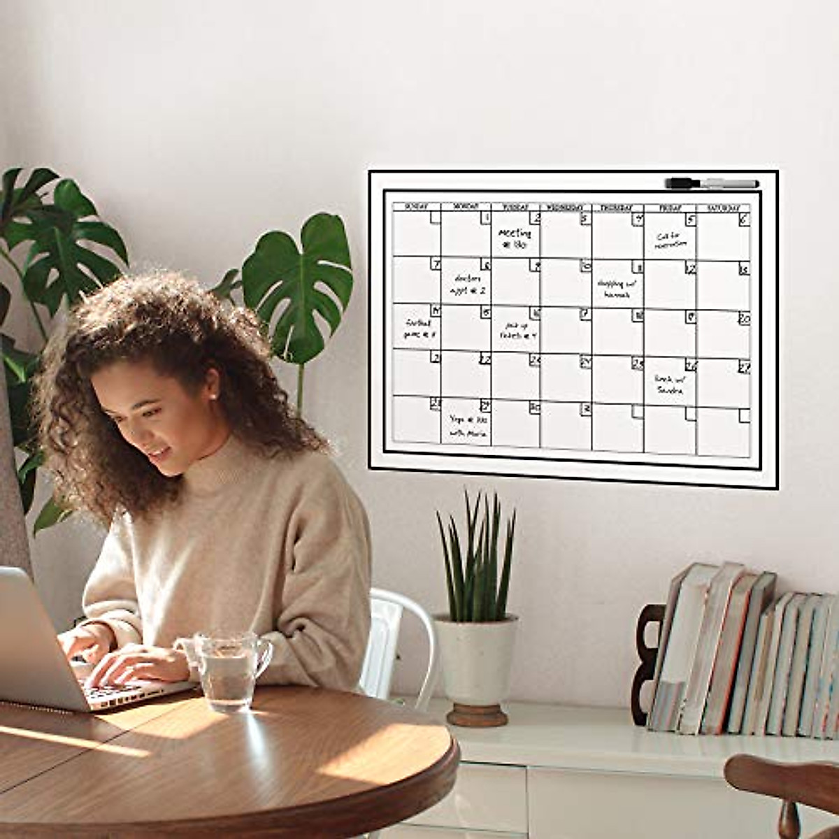 WallPops WPE0447 Large Monthly Dry Erase Calendar Decal, White & Off-White