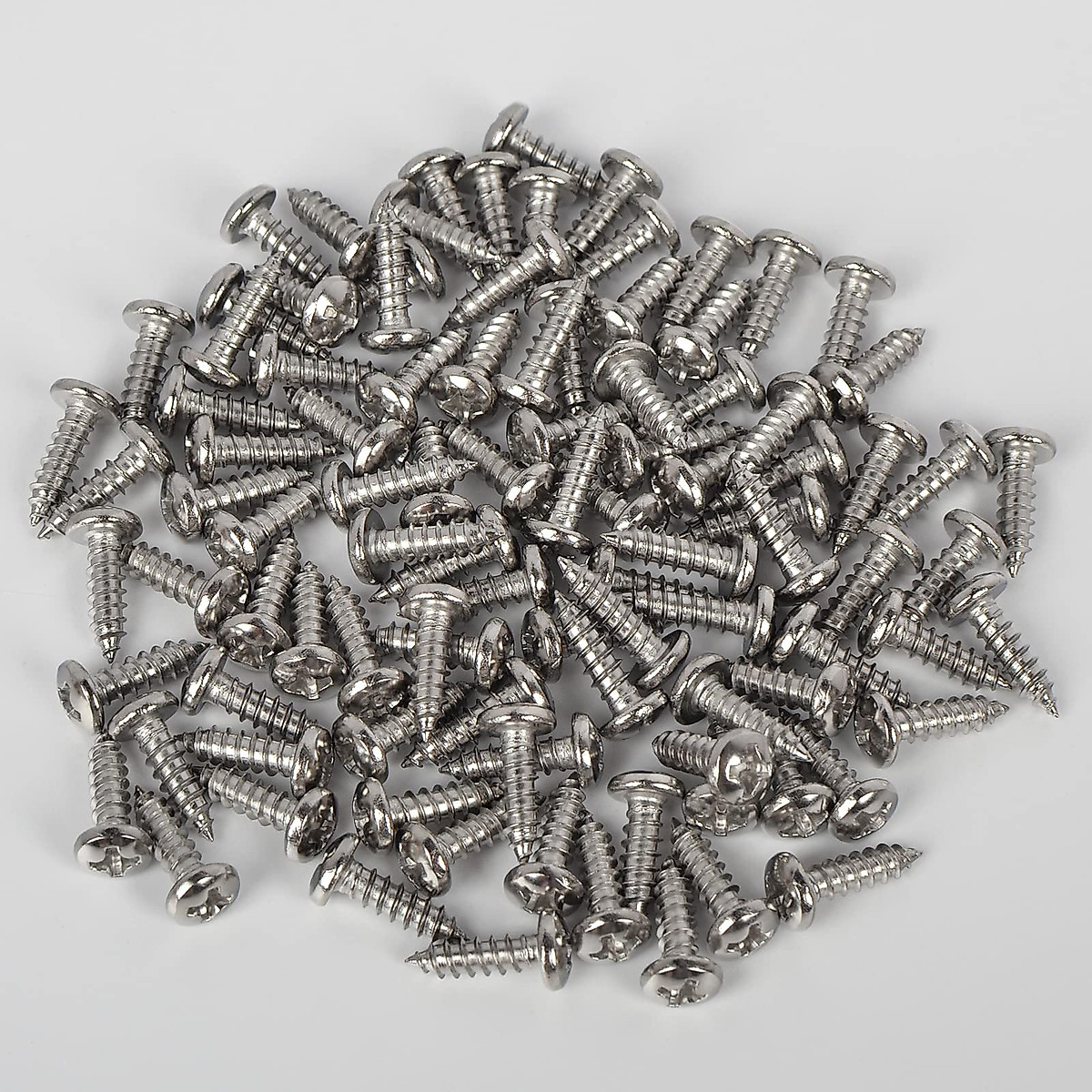 Jigreat #6 x 1/2" Pan Head Wood Screws Stainless Steel 304 (18-8) Phillips Drive 100 Pieces Round Head Full Thread SS Screw