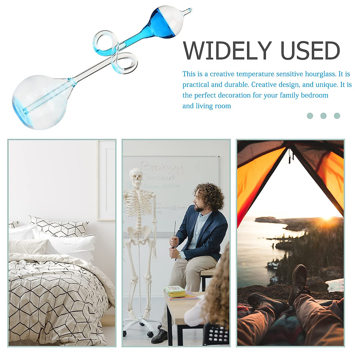 Gadpiparty Glass Sand Timer Hourglass Temperature Sensitive Sand Watch Novelty Sand Clock Hour Glass Sandglass for Kids Classroom Home Desk Office Decoration Blue