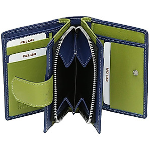 Felda RFID Genuine Leather Ladies Purse Wallet 14 Credit Card Slots & Coins Compartment
