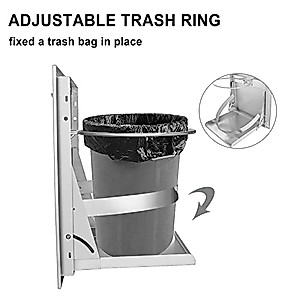 Karpevta Built-in Propane Drawer W18.6XD16XH25 Inch Propane Tank Drawer with Adjustable Trash Ring Stainless Steel Trash Drawer with Handle for Outdoor BBQ Island