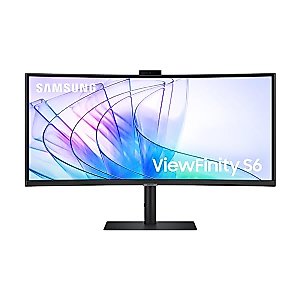 SAMSUNG 34” ViewFinity S65VC Series Ultrawide QHD Curved Monitor, Built-in FHD Camera, HDR10, 100Hz, 350 nit, USB- C, Adjustable Stand, Intelligent Eye Care, LS34C654VANXGO, Black