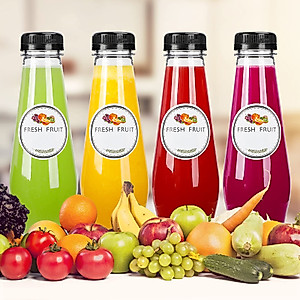 Moretoes 40pcs 12oz Juice Bottles, Empty Plastic Juicing Bottles with Caps, Cone Reusable Clear Bulk Beverage Containers for Juicing, Drinking, Milkshake, Tea and Other Beverages