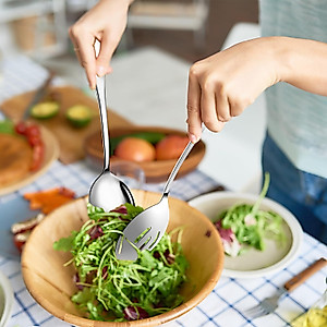 Large Serving Spoons, 6 Pieces Large Stainless Steel Serving Spoons Set Includes 3 Large Serving Spoon,3 Large Slotted Spoons. Serving Spoons for Parties/Buffet, Dishwasher Safe, 10-Inch