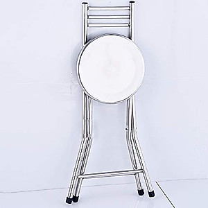 Thick Stainless Steel Round Stool Folding Home Dining Chair backrest Stool Small Bench Portable Outdoor Picnic Chair high 76cm