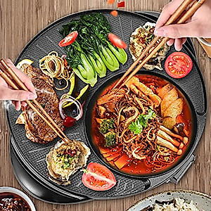 Wgwioo Electric Hot Pot and BBQ Grill, 2 in 1 Multifunction Hot Pot BBQ Integrated Electric Grill Hot Pot, Portable Nonstick Electric Grill, Electric Barbecue Table Top Grill Hot Plate