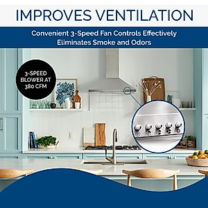 Broan-NuTone BW5030SSL Stainless Steel LED 30-inch Wall-Mount Convertible Chimney-Style Range Hood with 3-Speed Exhaust Fan and Light