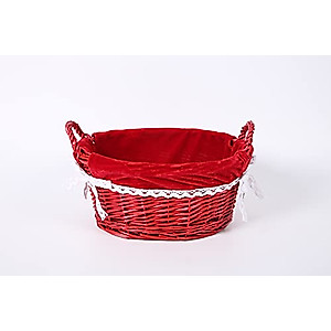 Wicker Storage Baskets Oval Woven Basket with Handle Liner for Shelf Decorative Empty Gift Baskets Decor