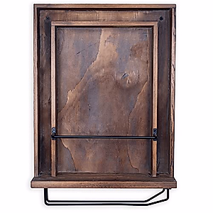 Rustic State Kayra Wall Mounted Wood Wine Bottle Box Rack with Cork Storage Glassware Holder Stemware Shelf Organizer - Home, Kitchen, Dining Room Bar Décor - Walnut