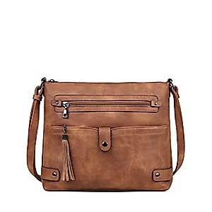FADEON Large Crossbody Bags for Women Crossbody Purses Ladies Designer lightweight PU Leather Shoulder Bag with Tassel