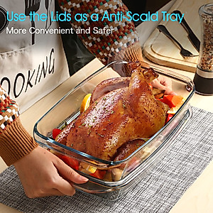 Large Glass Baking Dish, Rectangular Glass Casserole Dish With Glass Lid, Deep Glass Bakeware for Oven Safe