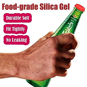 Bottle Caps, Beer Bottle Caps Silicone Reusable Soda Bottle Stopper Hat Sealer Cover for Soft Drink, Beverages, HomeBrew, Kitchen Gadgets, Prevent Spillage, Dishwasher Safe, BPA-Free (Mix, 6 Pack)