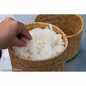 Handwoven Handmade Sticky Rice Serving Basket from Natural Bamboo Size 8x8x8 inches