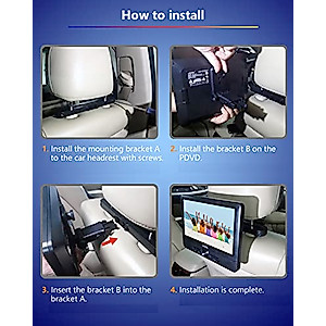 UEME Car Headrest Mounts, Angle Adjustable Headrest Dual Screen DVD Player Mount Holders, 2 Mounting Brackets WONNIE/FANGOR/Sylvania Dual Screen DVD Players