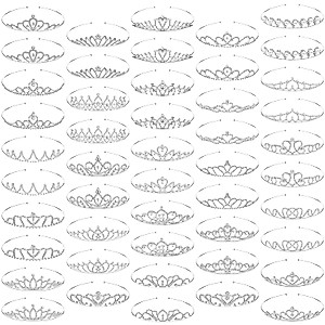 Yunlly 48 Pieces Crystal Tiara Crowns Set Princess Party Tiaras Bulk Silver Rhinestone Crown Accessories for Child Girls Birthday Prom (Classic Style)