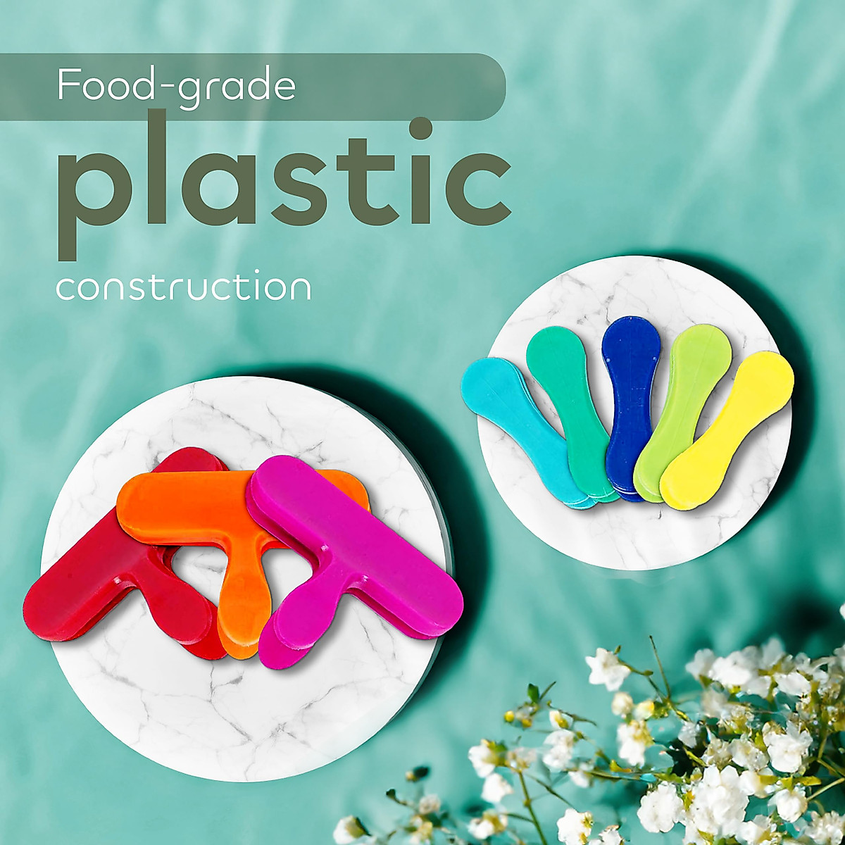 Luciano Housewares Rainbow Bag Clips Set, Colorful Food Storage Plastic Clips for Chips and Other Food Bags, Multicolor, Set of 8